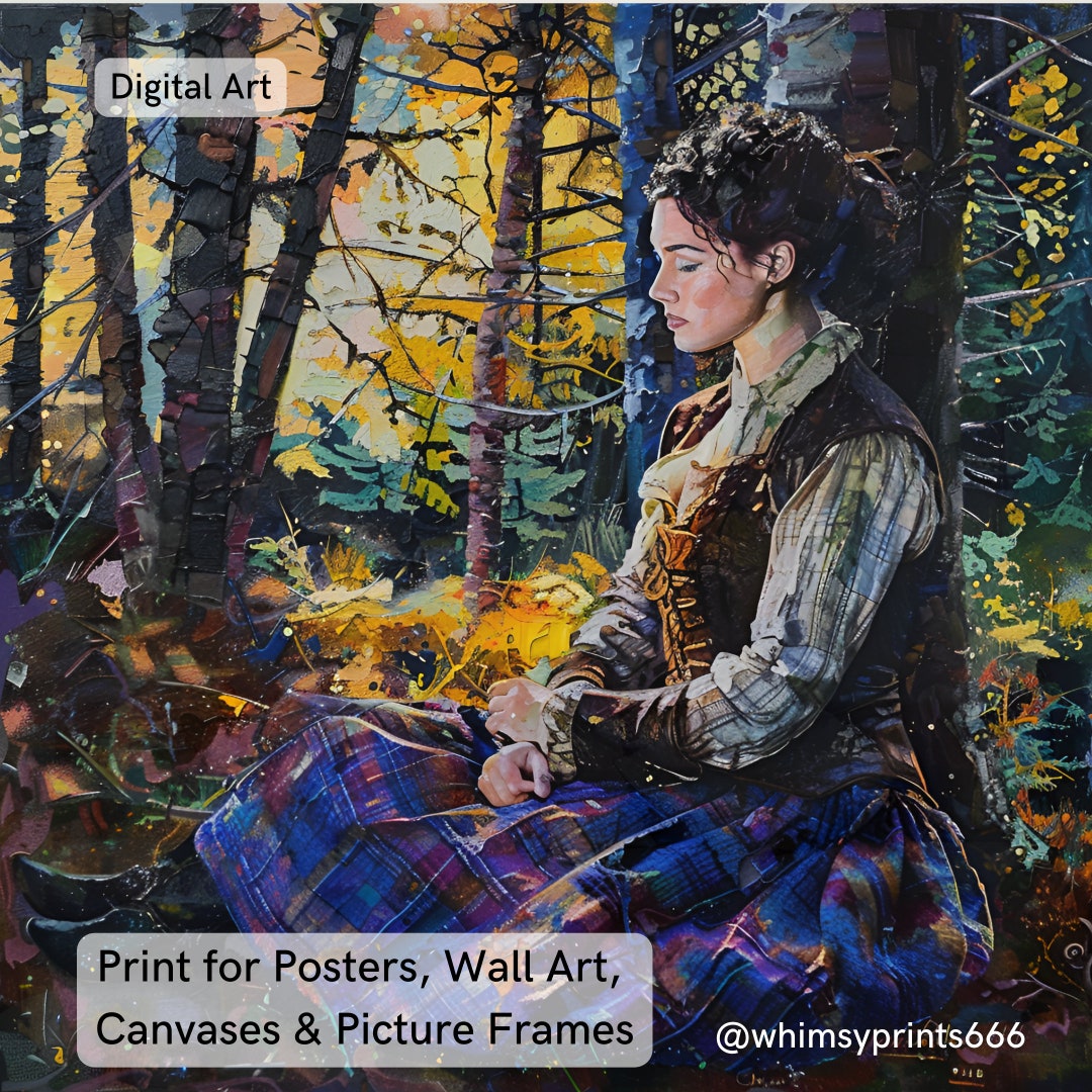 Digital Outlander Claire in the Woods Oil Painting Printable Art for ...