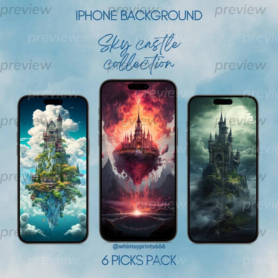 Smartphone iPhone Wallpaper Sky Castle Background Set 6xset Digital ...
