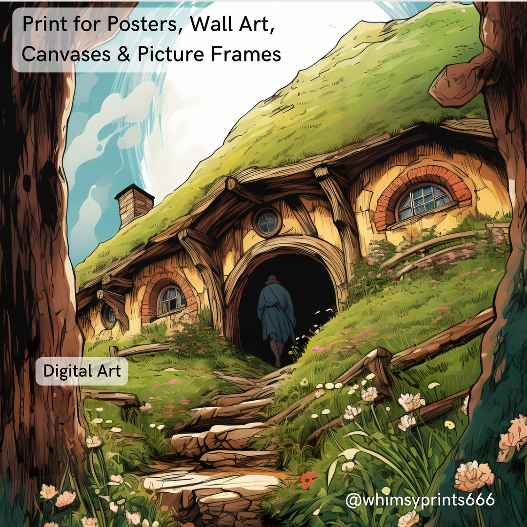 Lord of the Rings Hobbiton Shire Tolkien Digital Fantasy Art for ...