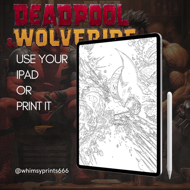 Deadpool Wolverine Digital Printable Color Paint by Number Art DIY ...