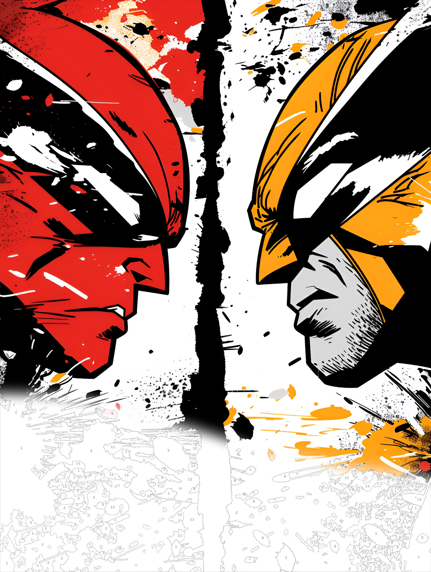 Deadpool Wolverine Digital Printable Color Paint by Number Art DIY ...