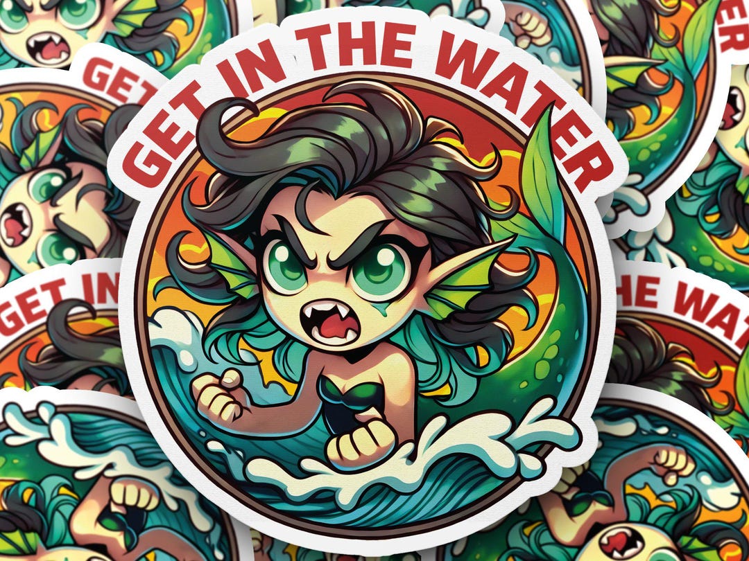 Angry Siren 'get in the Water' Sticker - Greek Mythology Vinyl Decal - Etsy
