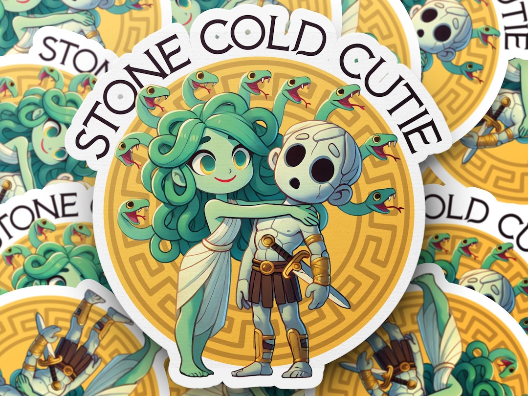Cute Medusa Sticker With Greek Warrior | Greek Mythology-inspired Stone ...