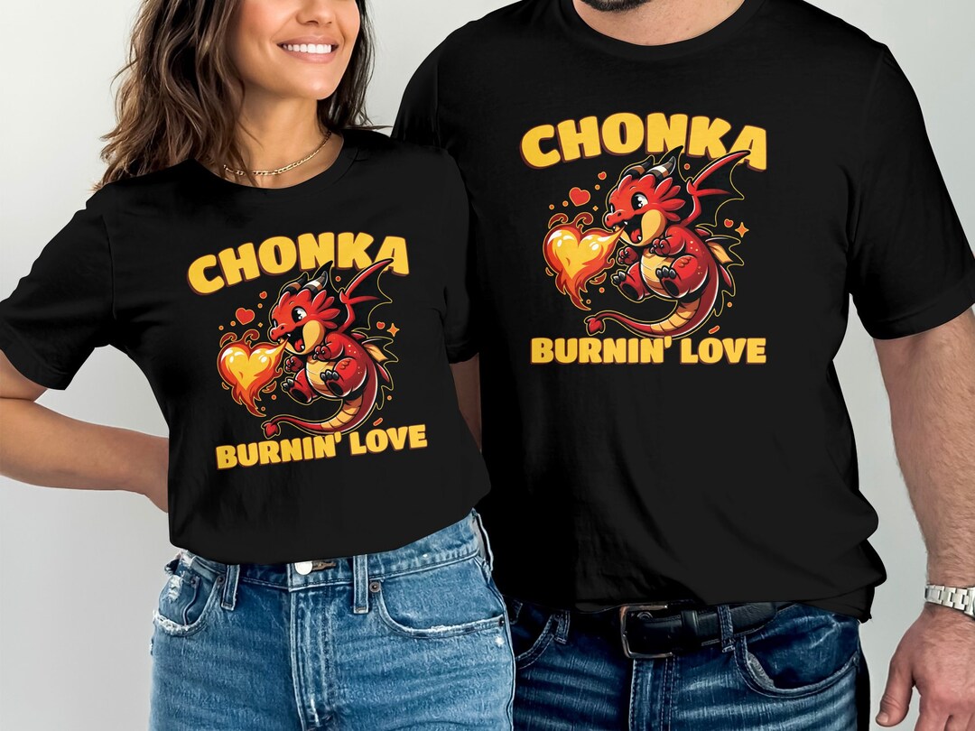 Cute Fat Dragon Breathing Heart-shaped Fire, Funny Chonka Burnin' Love ...