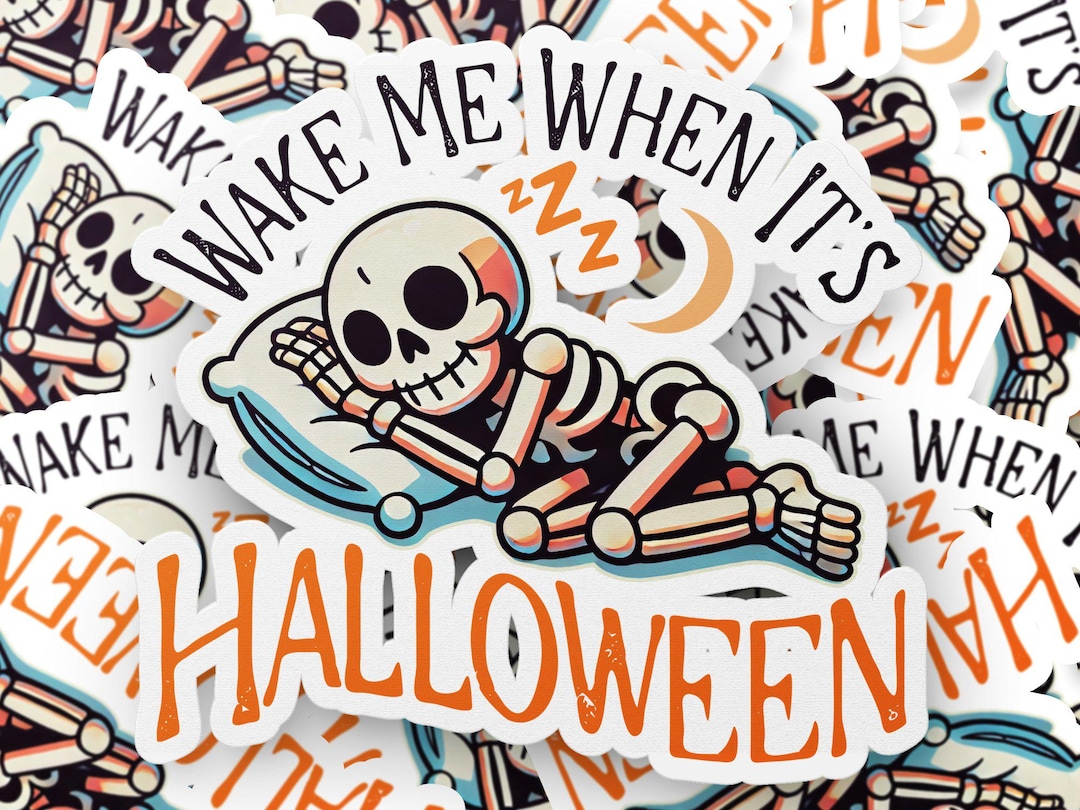 Sleeping Skeleton Sticker – Funny Halloween Laptop Decal - Etsy