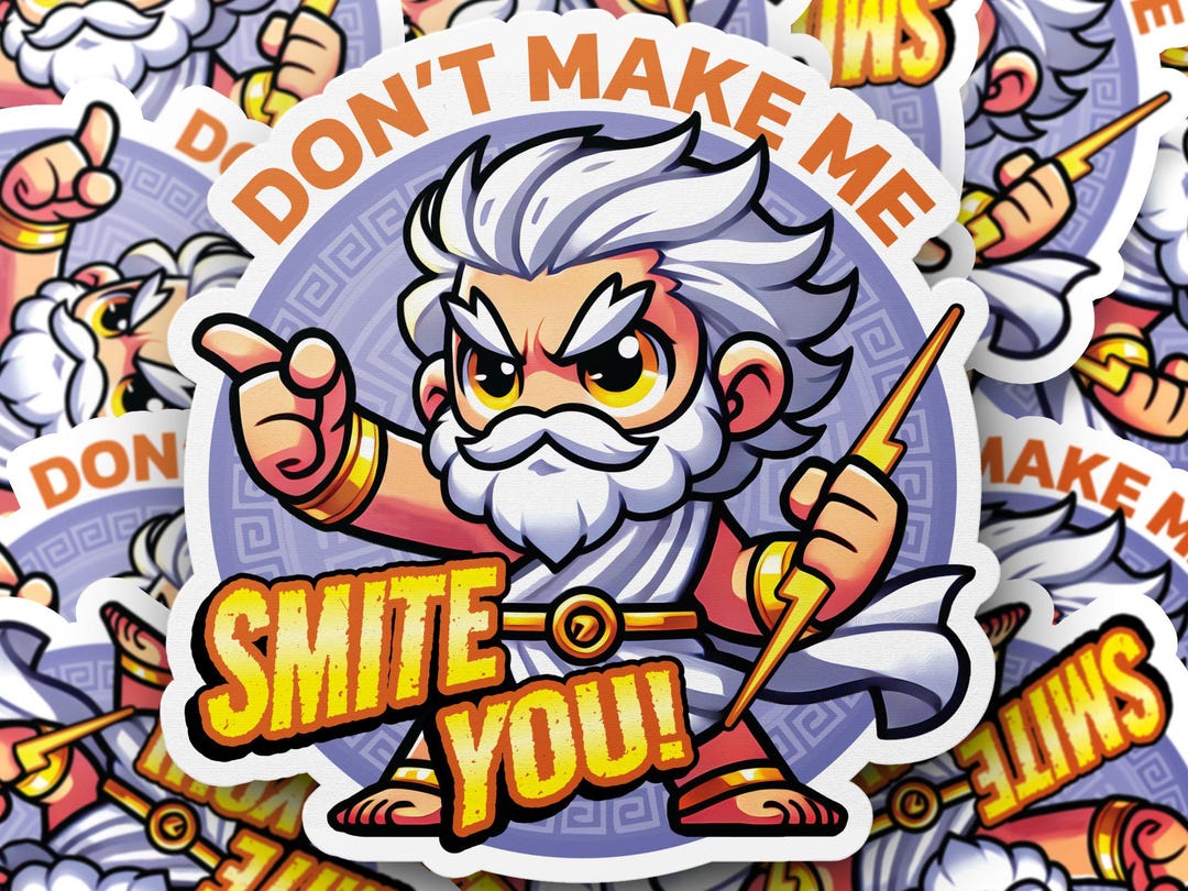 Don't Make Me Smite You Zeus Vinyl Sticker - Cute Chibi Greek God With ...