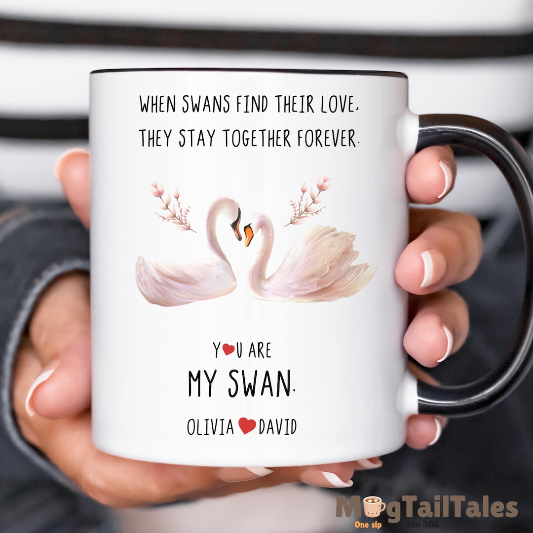 Personalized Swan Couple Mug | Eternal Love Gift | Custom Names ...