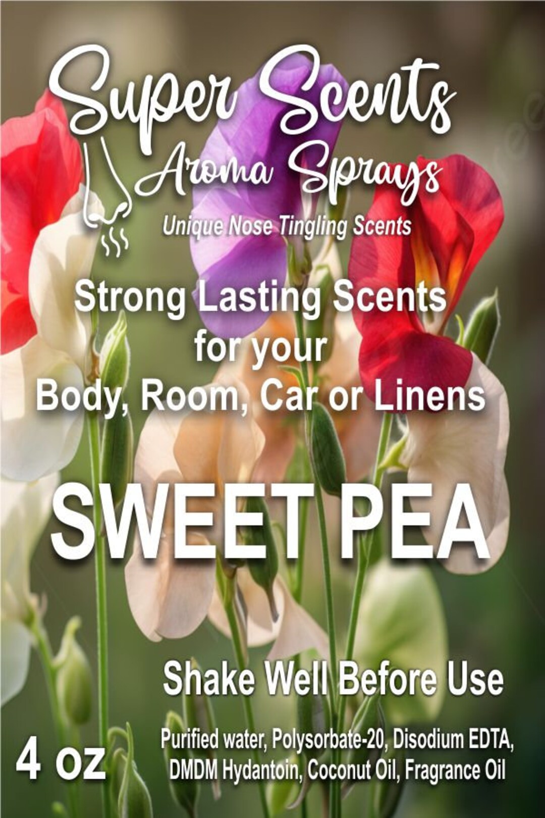Unique Sweet Pea Spray All Natural Body/room/car Spray 4 Oz by Super ...