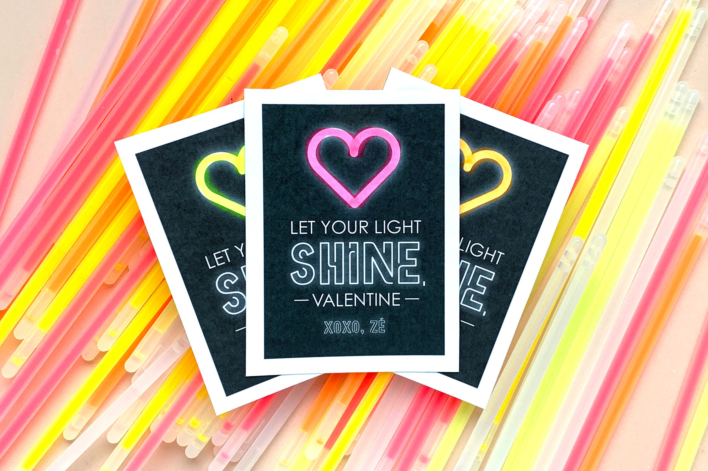 Glow Stick Valentine Cards: Editable Printable DIY (PDF) - Etsy