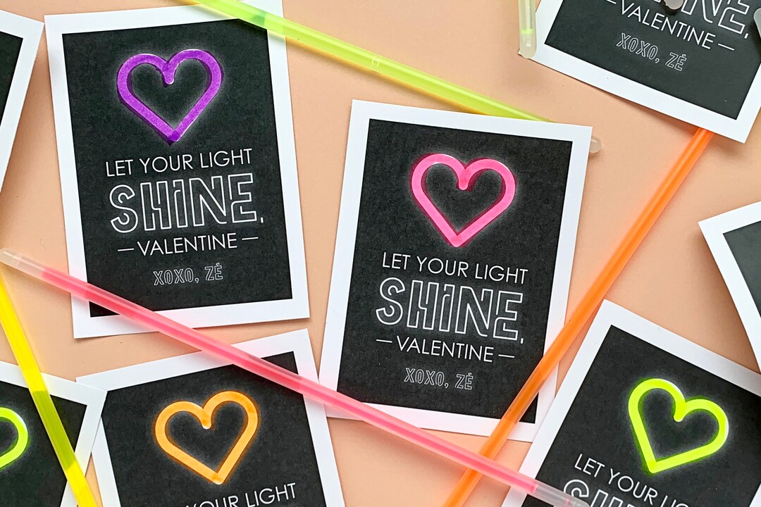 Glow Stick Valentine Cards: Editable Printable DIY (PDF) - Etsy