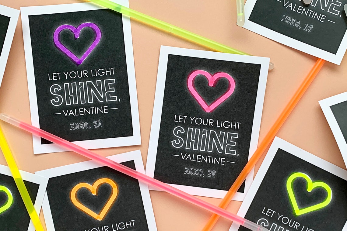 Let Your Light Shine, Valentine Editable DIY Printable Valentine's Day Card DIY Editable ...