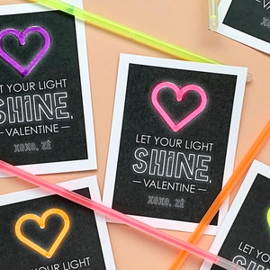 Glow Stick Valentine Cards: Editable Printable DIY (PDF) - Etsy