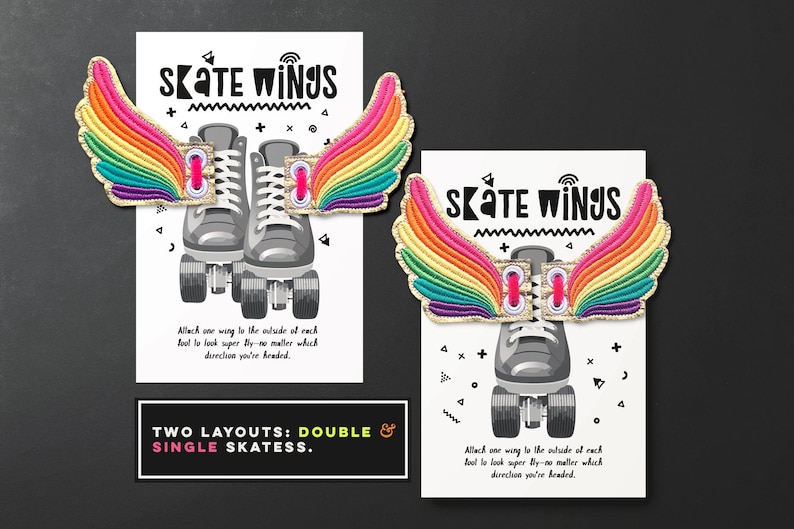 Printable Roller Skate Wing Display Card | Gift Presentation PDF - Etsy