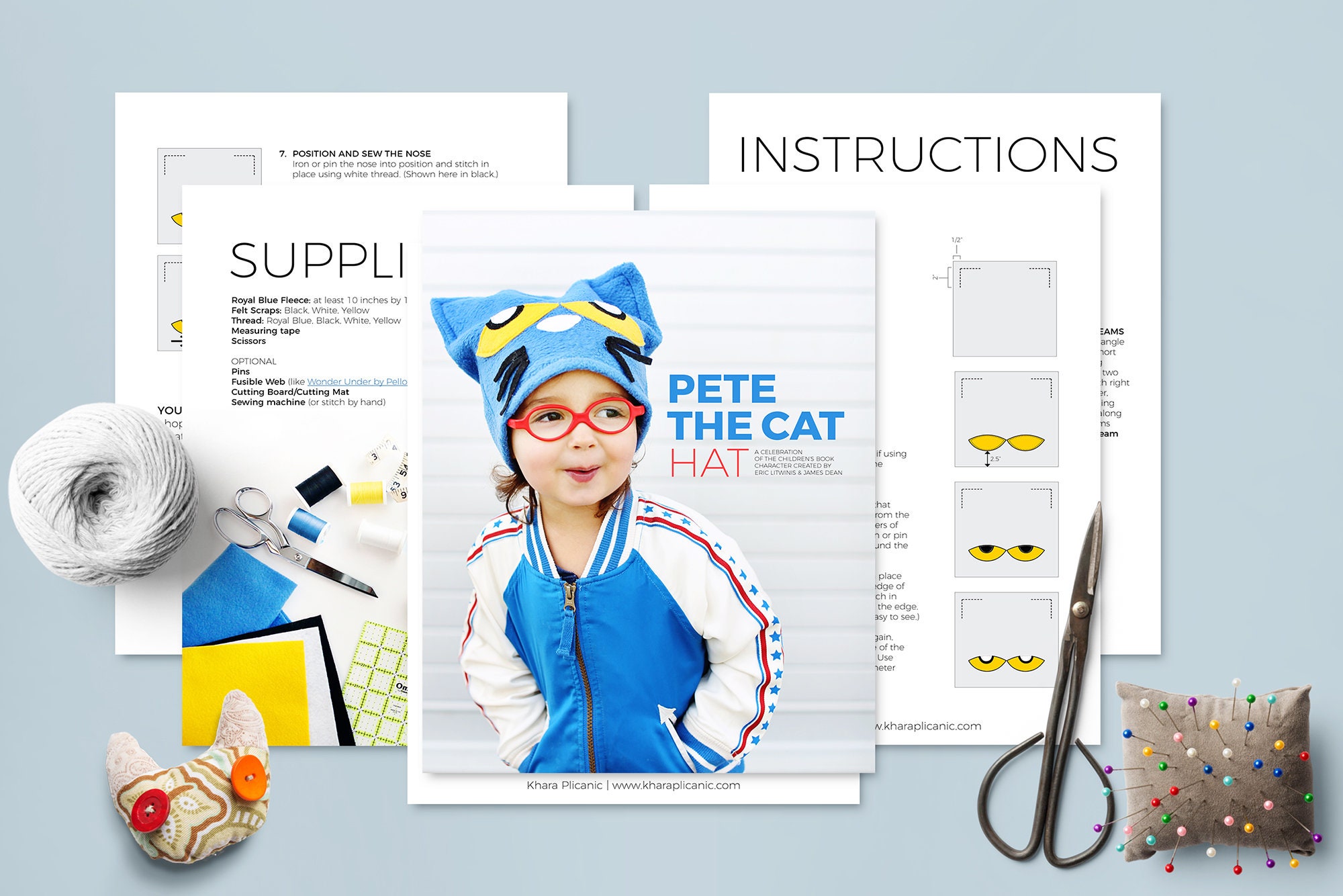 Pete the Cat Fleece Hat Sewing Pattern Kid Size Adult Costume - Etsy