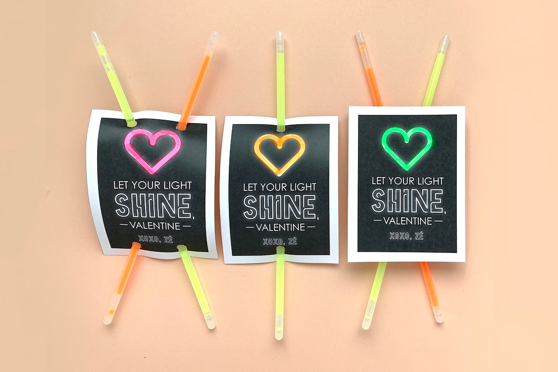 Glow Stick Valentine Cards: Editable Printable DIY (PDF) - Etsy