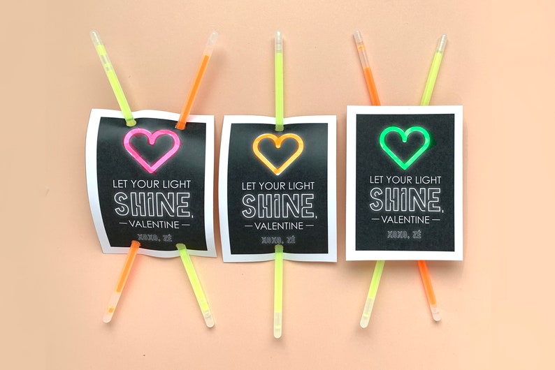 Glow Stick Valentine Cards: Editable Printable DIY (PDF) - Etsy