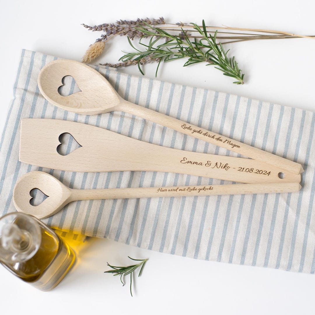 Personalized Heart-shaped Cooking Set | Wedding, Housewarming ...