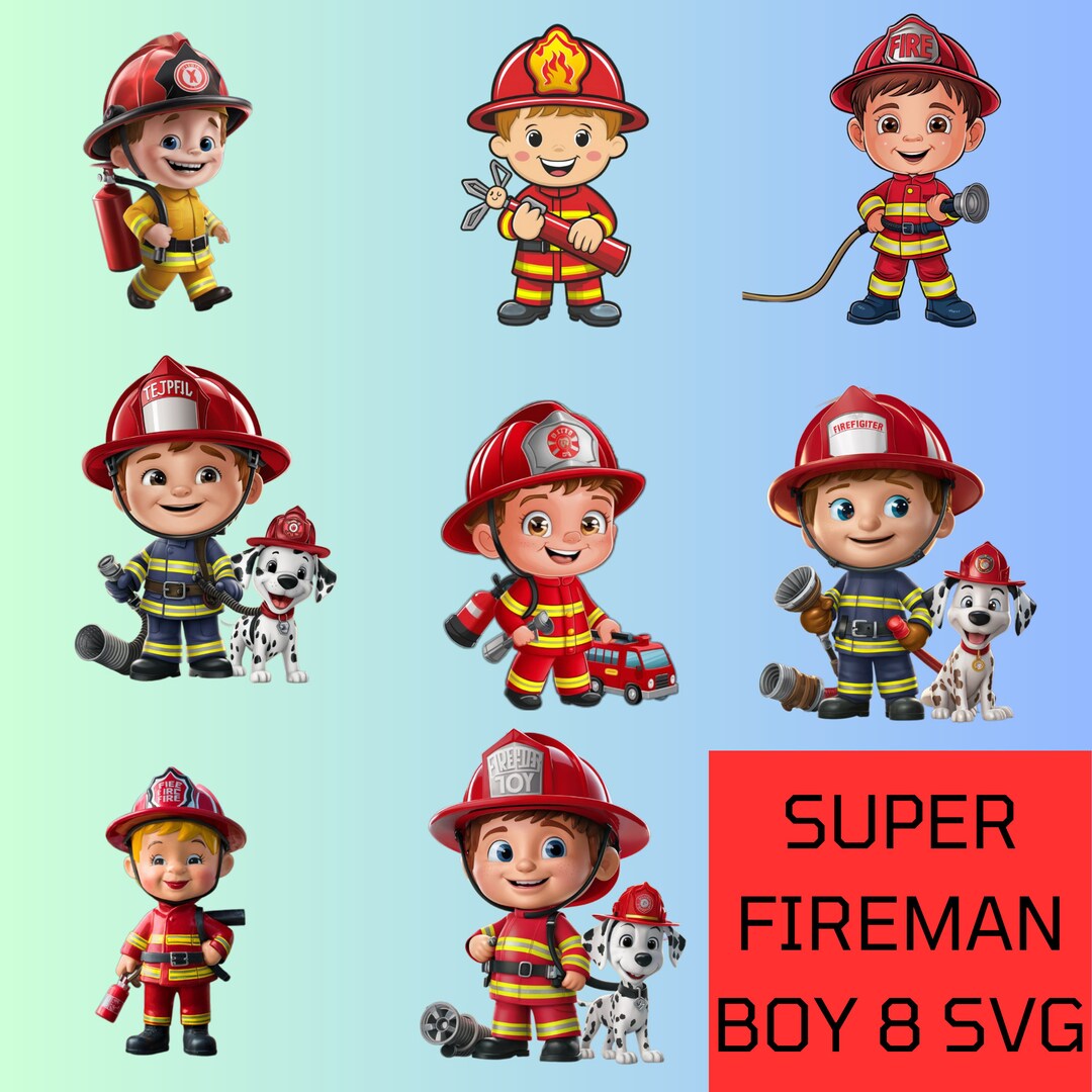 Fireman Boy Clipart, Firefighter Svg, Fire Department Png, Sublimation ...