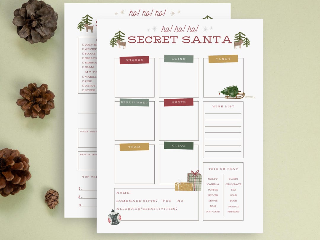 Secret Santa Questionnaire Bundle: Christmas Teacher Wishlist and Gift ...