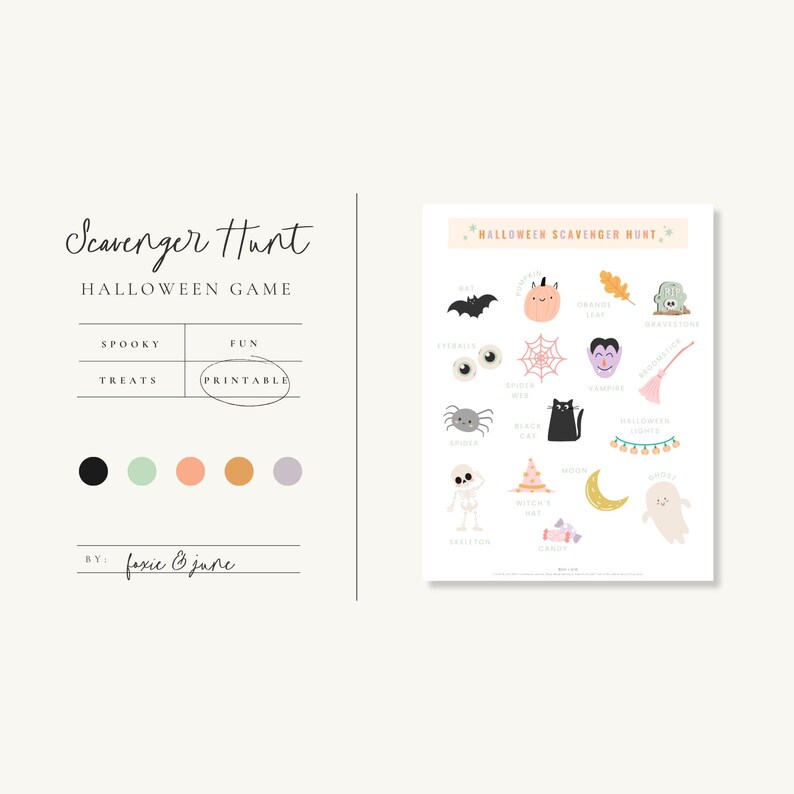 Printable Kids Halloween Scavenger Hunt Game for Family Activity or ...