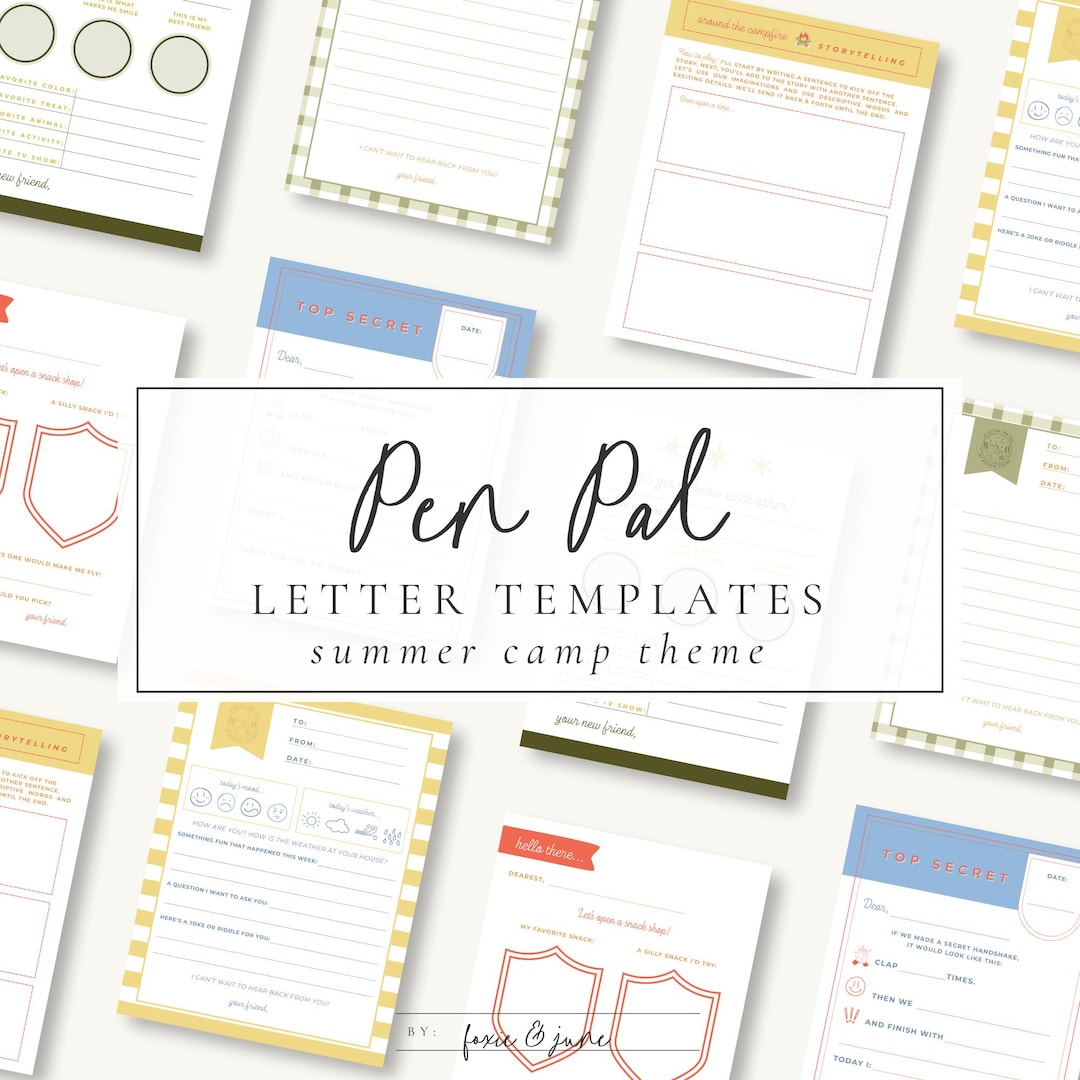 Summer Camp Pen Pal Kit: Kids Stationery & Writing Prompts (PDF ...