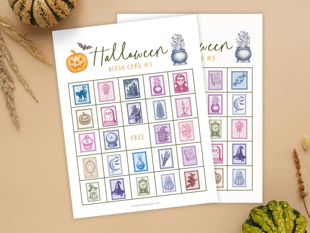 Vintage Halloween Bingo, 30 Cards for Kids, Classroom Party, Family ...