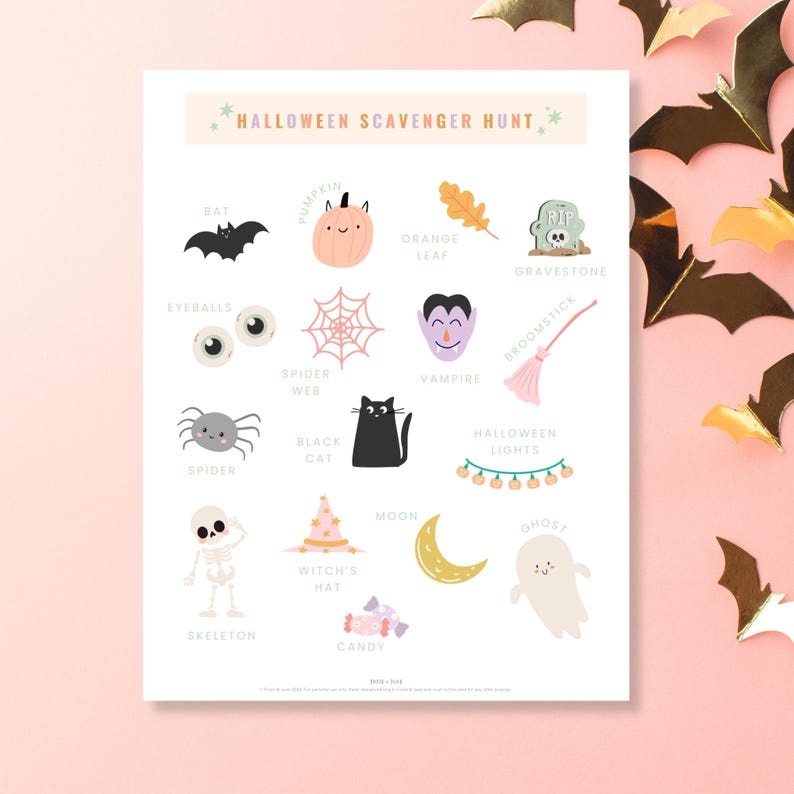 Printable Kids Halloween Scavenger Hunt Game for Family Activity or ...