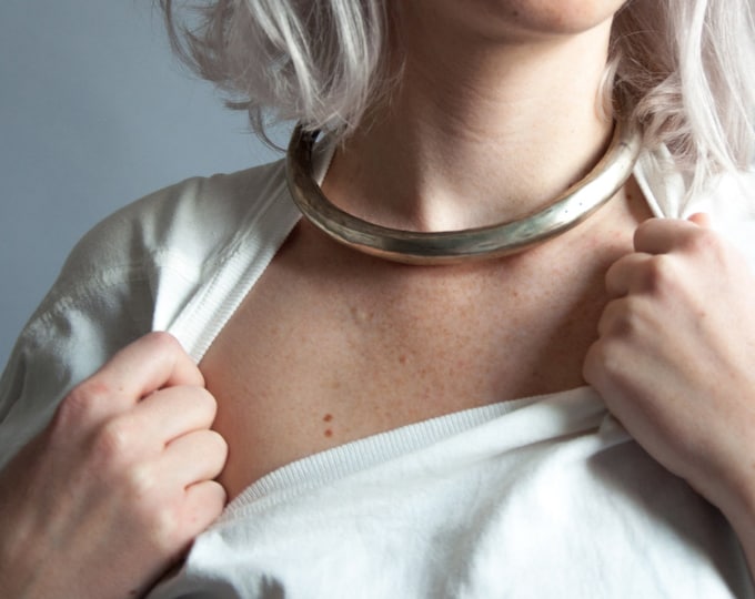 Mindweaver Silver Molded Tube Collar / Choker Necklace / - Etsy
