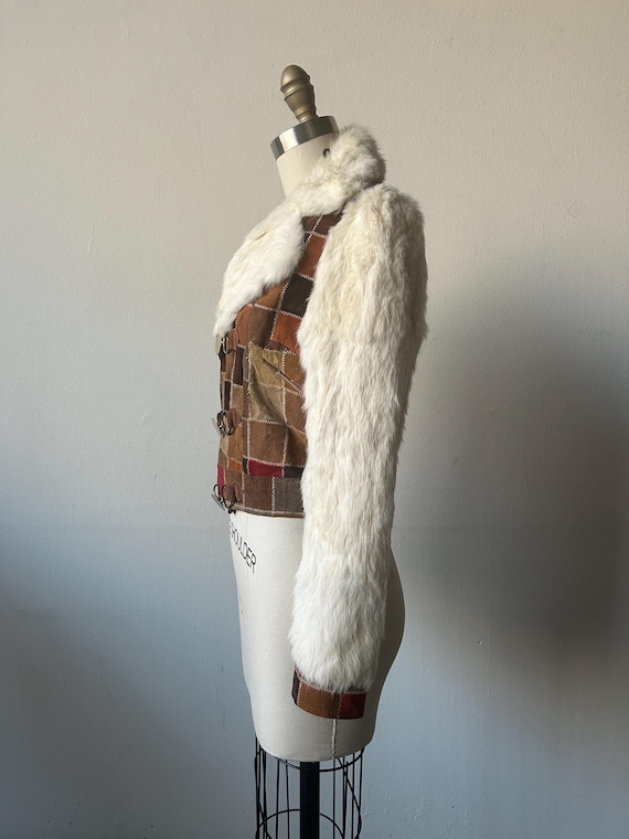 1970s patchwork rabbit fur cropped jacket - Gem