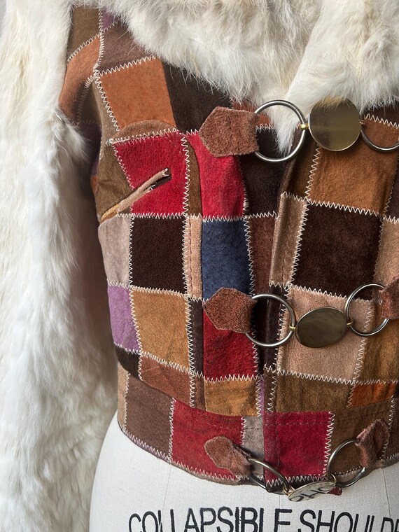 1970s patchwork rabbit fur cropped jacket - Gem