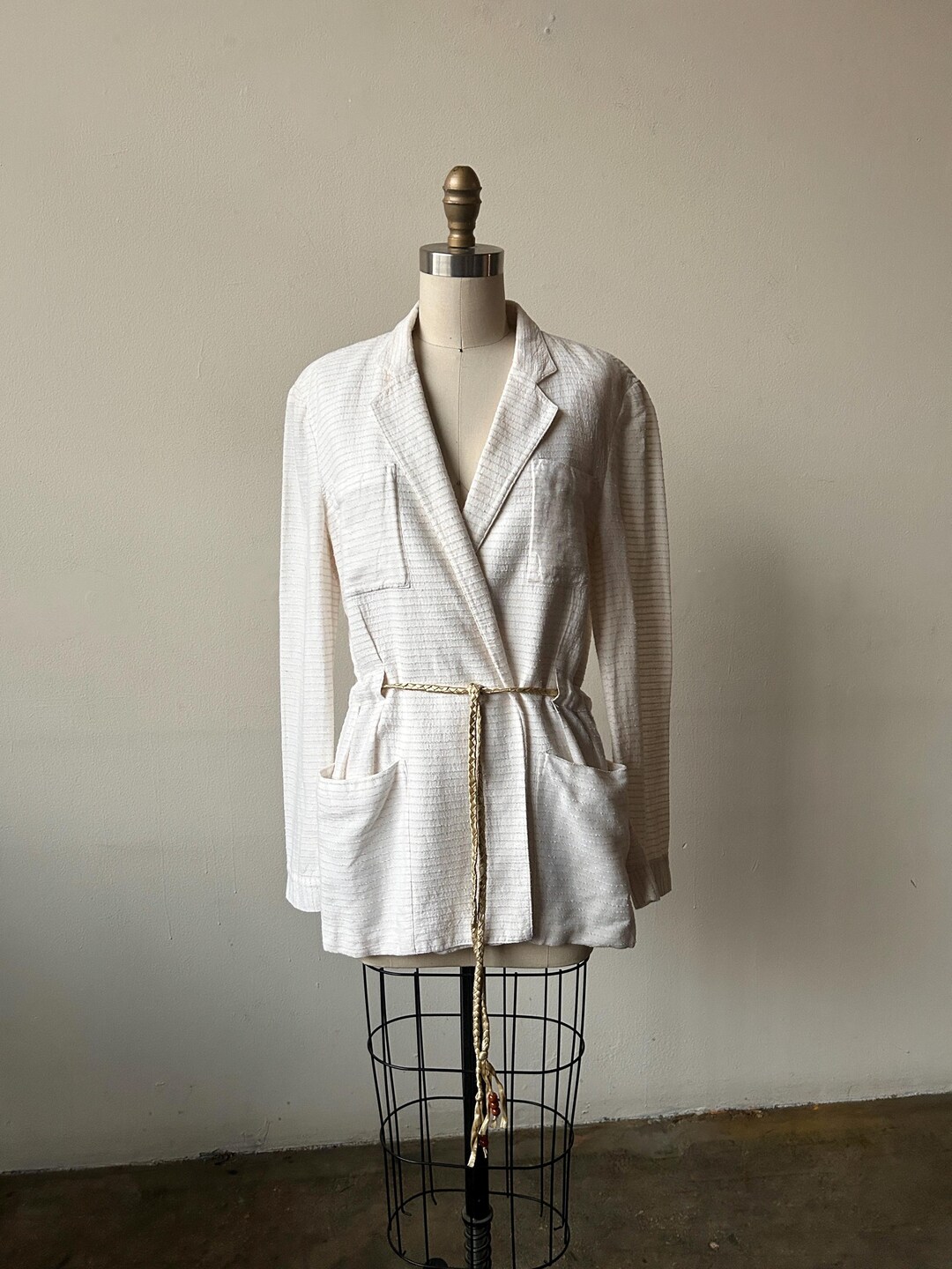 3219o / Thierry Mugler White Linen Drawstring Blazer - Etsy