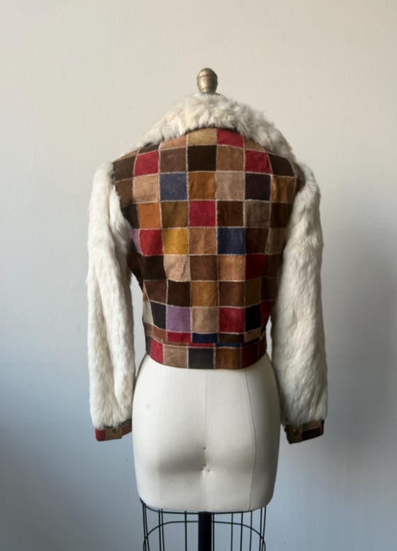 1970s patchwork rabbit fur cropped jacket - Gem