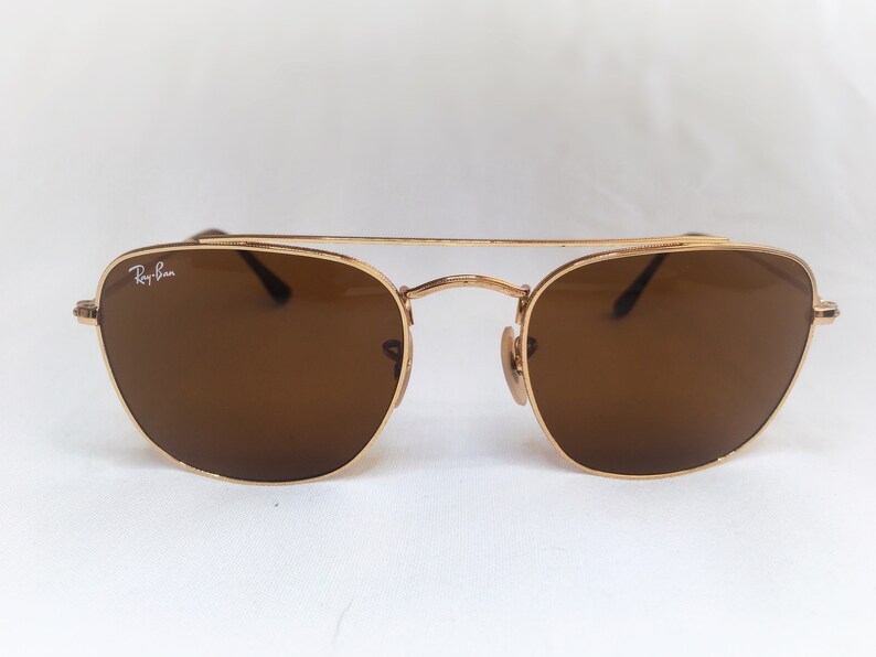 Vintage Mens Ray-ban Sunglasses Gold Metal Frame With Brown Glass Lens ...