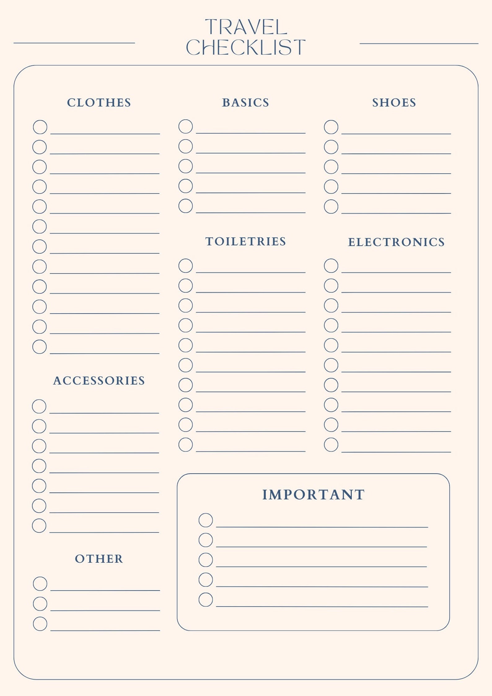 Travel Checklist Printable - Etsy