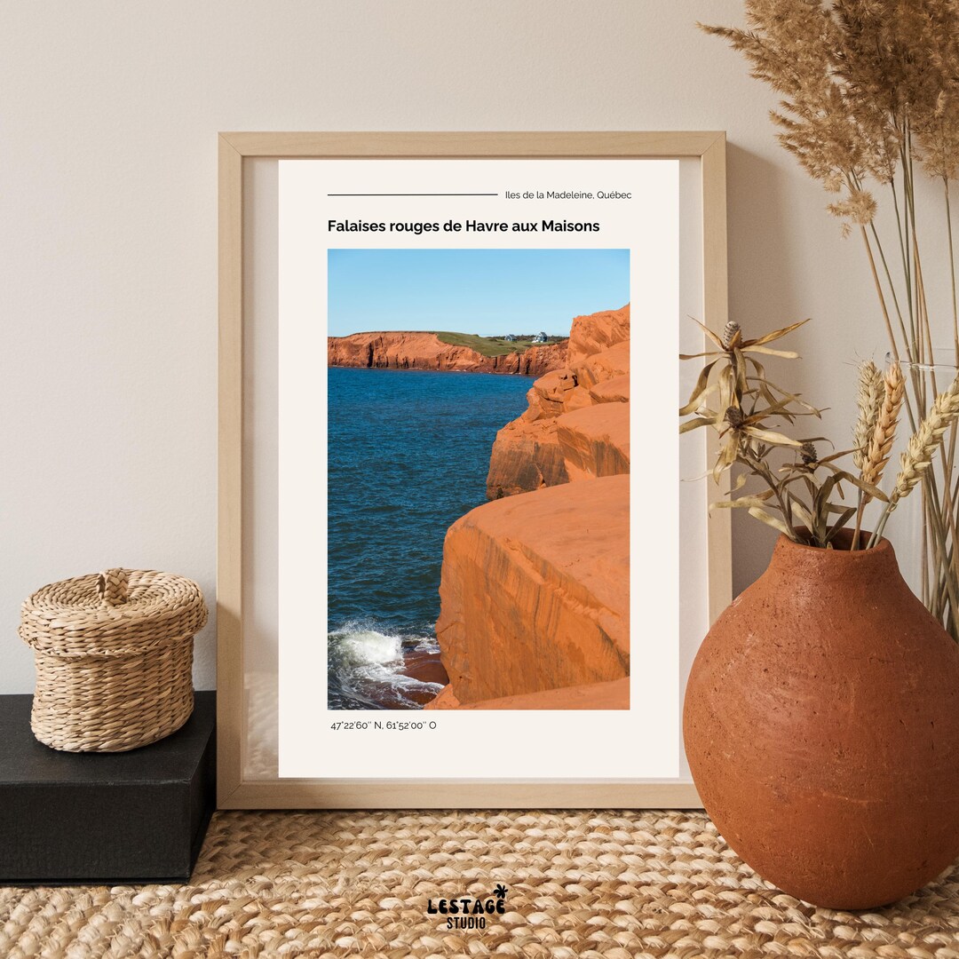 Photo Poster Magdalen Islands – Red Cliffs – Canadian Coastline ...