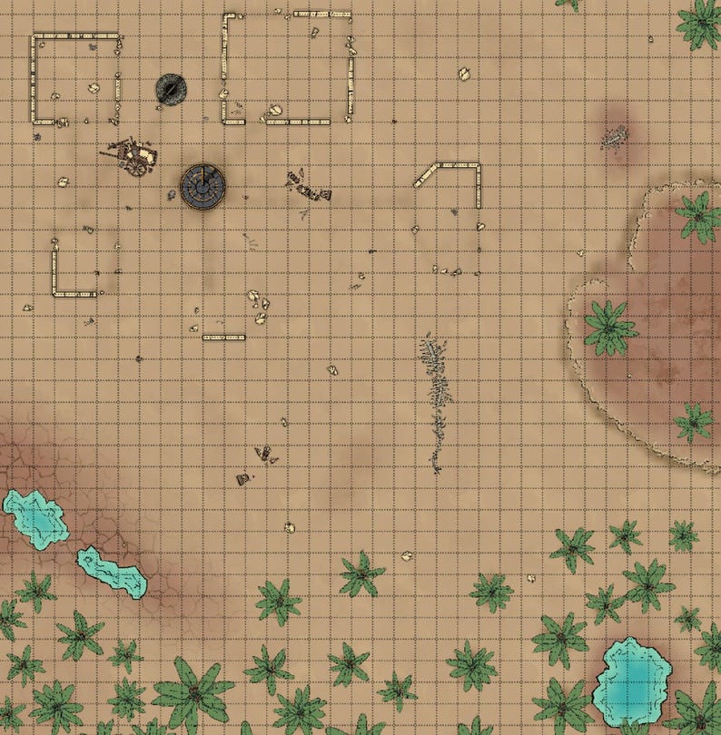 Desert Small Ruins Battle Map, D&D Battle Map, Dungeons and Dragons ...