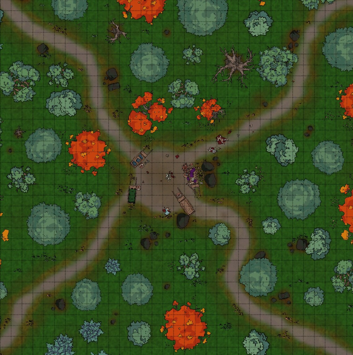 Forest Crossroads Battle Map W/ Ambush Variant, D&D Battle Map ...