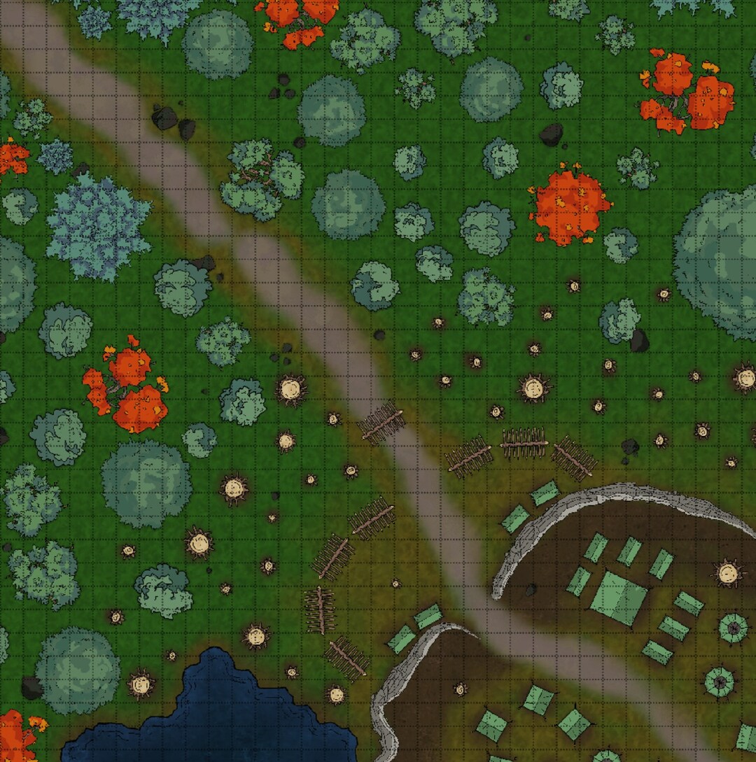 Woodland Bandit Camp Battle Map, D&D Battle Map, Dungeons and Dragons ...