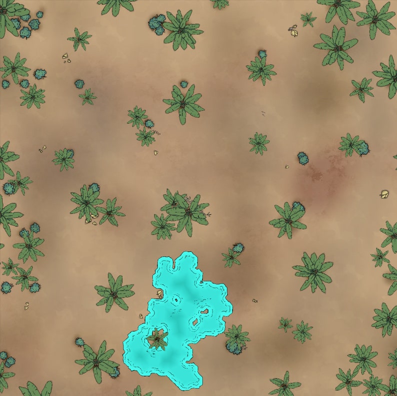 Palm Tree Oasis Battle Map, D&D Battle Map, Dungeons and Dragons, Dnd ...