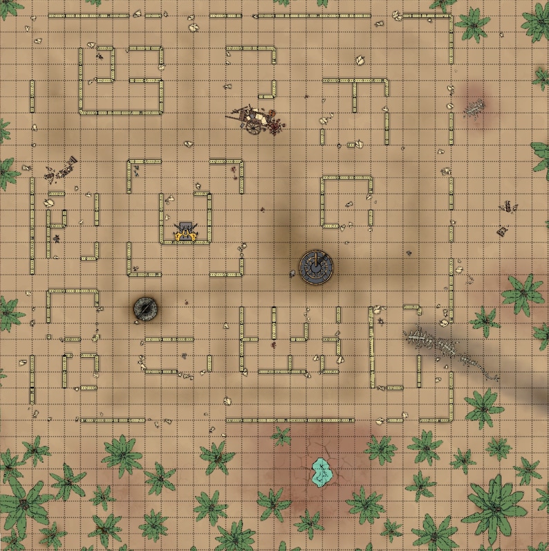 Desert Large Ruins Battle Map, D&D Battle Map, Dungeons and Dragons ...