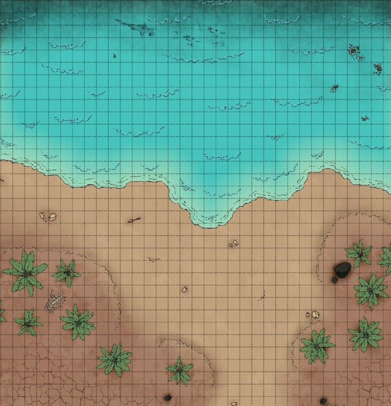Tropical Beach Battle Map, D&D Battle Map, Dungeons and Dragons, Dnd ...