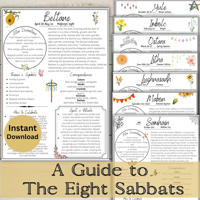 Guide to the 8 Sabbats Wheel of the Year. Samhain, Yule, Imbolc, Ostara ...