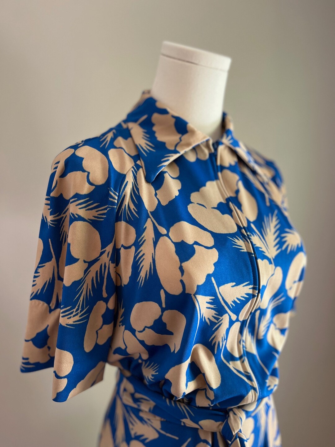 70s Vintage Zipper Front Floral Swingy Shirtdress 10/12 - Etsy