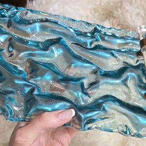 Handmade Aqua Blue/green Sparkle Wave Tray With Handles. 3D Effect - Etsy