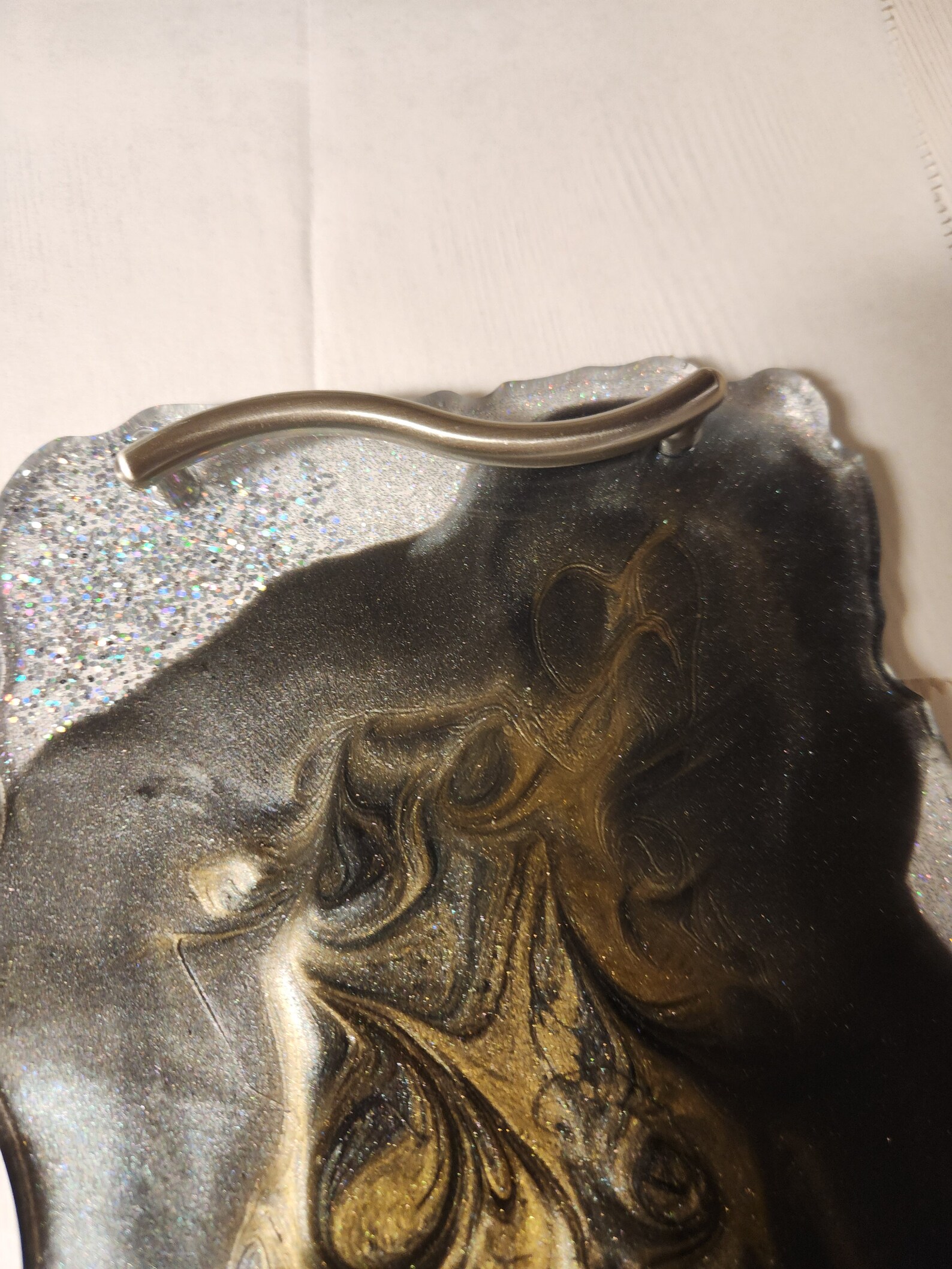Metallic Black, Silver and Gold Boujee Tray With Handles. Approx 11x7 ...