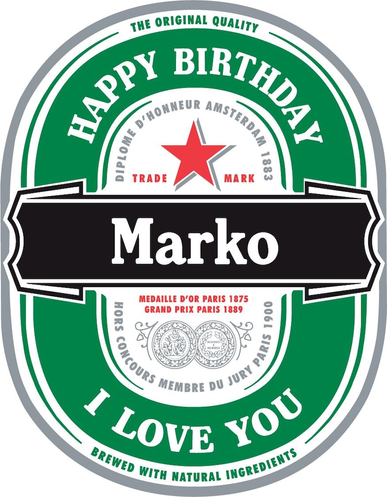 Personalized Beer Heineken DIGITAL LABEL - Bithday Present - Wedding ...