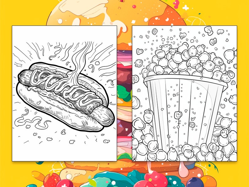 30 Fast Food Coloring Pages | Adult and Kids Coloring Book| Fantasy ...