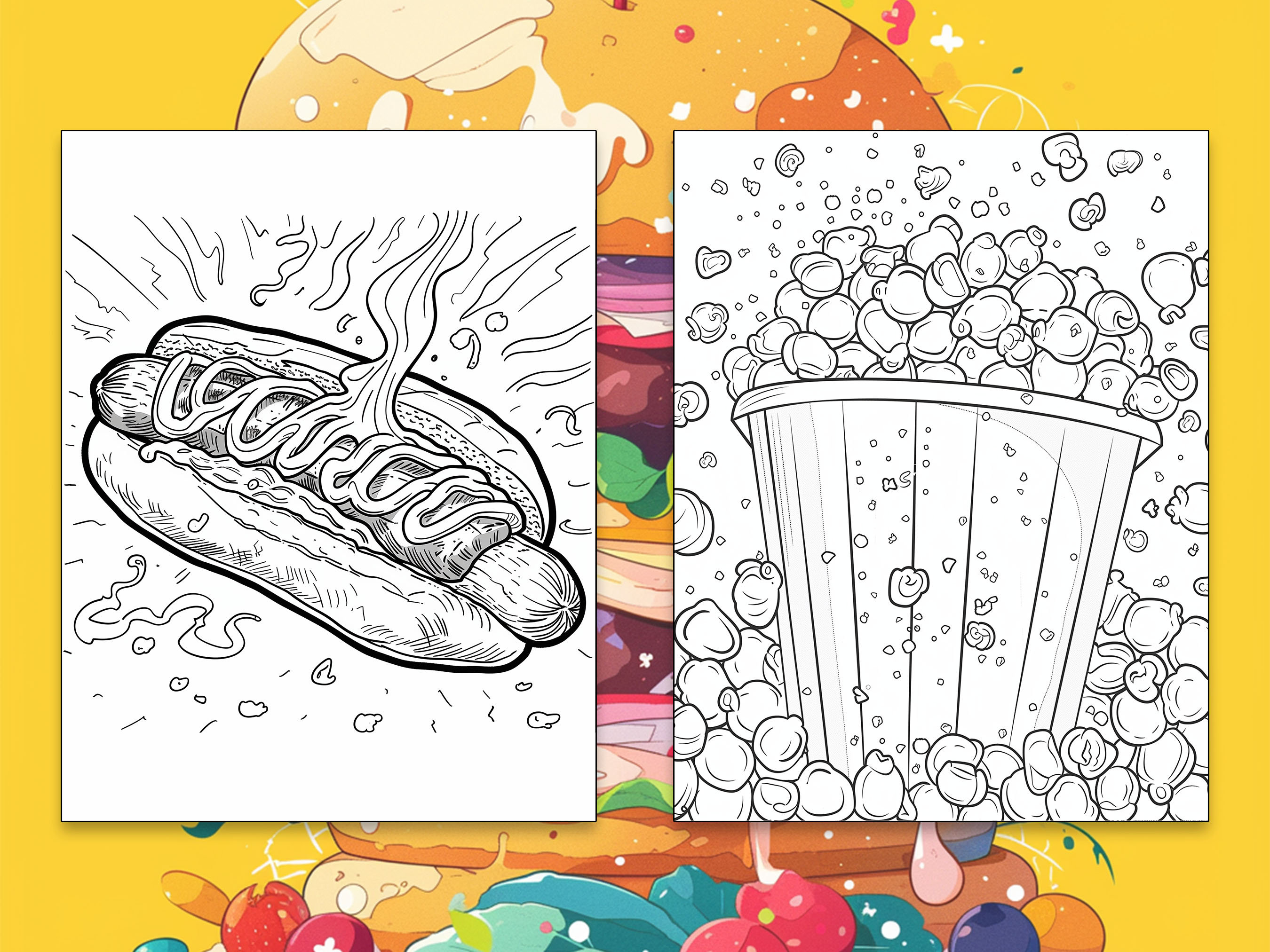 30 Fast Food Coloring Pages | Adult and Kids Coloring Book| Fantasy ...