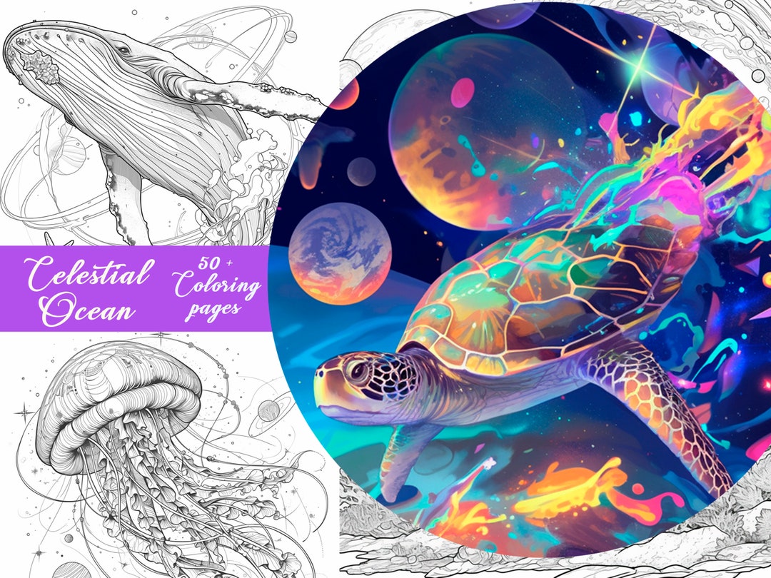 50+ Celestial Coloring Pages | Ocean Coloring | Adult and Kids Coloring ...