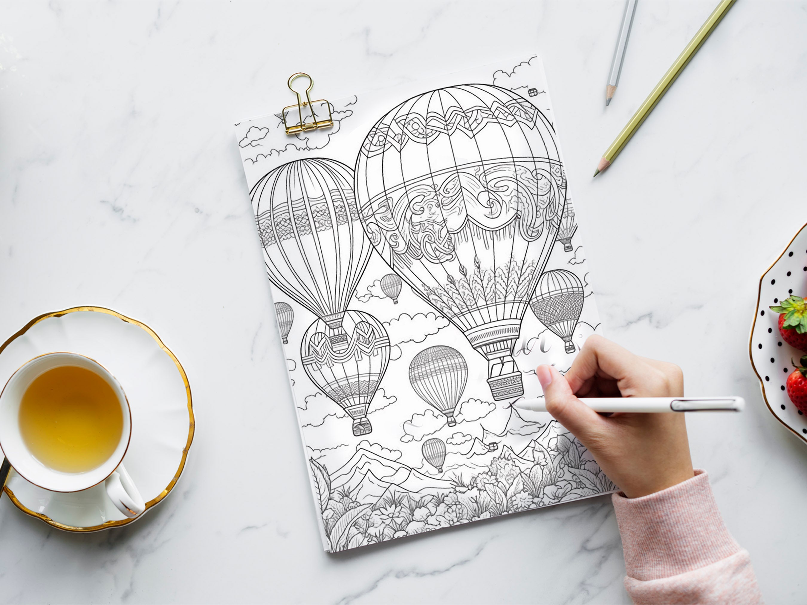50 Enchanted Hot Air Balloon Coloring Pages | Adult and Kids Coloring ...